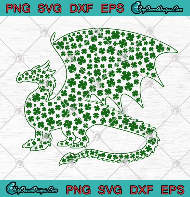 St Patrick's Day Dragon Icon Shamrock Green SVG PNG-Dragons St Patrick ...