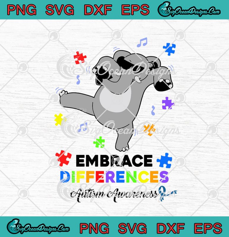 Dancing Elephant Embrace Differences Autism Awareness SVG PNG EPS DXF ...