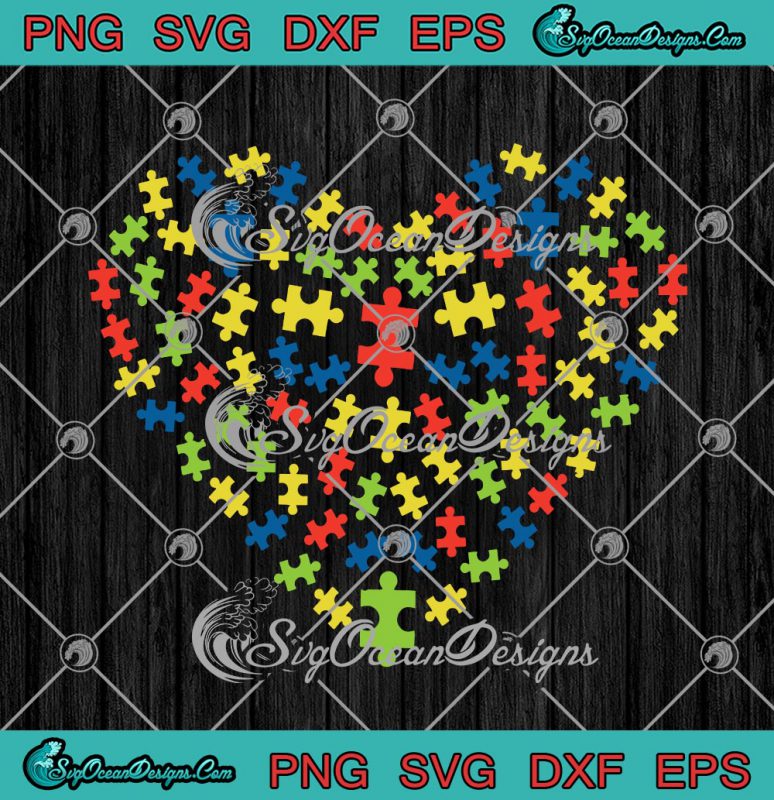 Heart Puzzles Piece Of Heart Love Autism Awareness SVG PNG EPS DXF ...