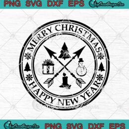 Merry Christmas Happy New Year SVG PNG EPS DXF Cricut Cameo File - SVG ...
