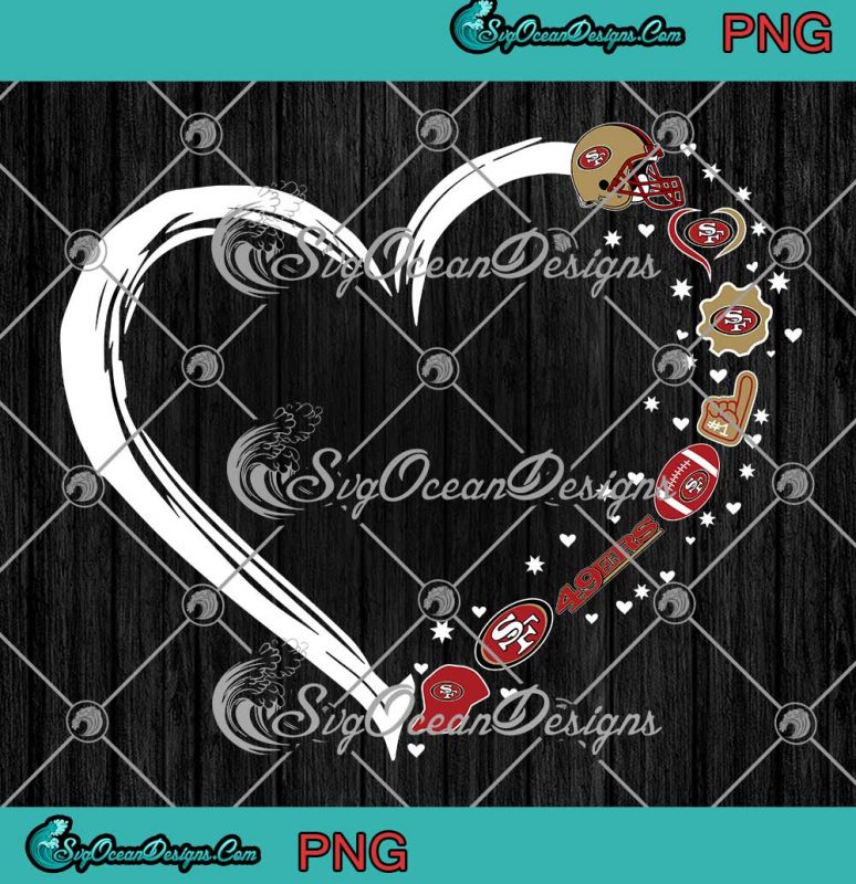Love San Francisco 49Ers Football Heart PNG Gift For Football Fan PNG ...