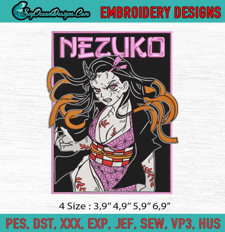 Nezuko Kamado Kimetsu No Yaiba Anime Machine Embroidery Digitizing ...