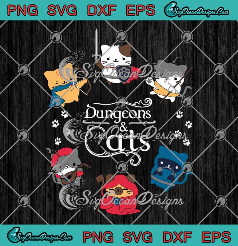 Dungeons & Cats SVG, Dungeons & Dragons SVG, Funny Dragon Cat Kitten ...