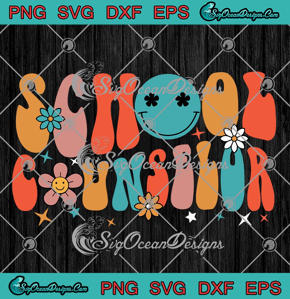Groovy School Counselor Teacher SVG, Retro Vintage Back To School SVG ...