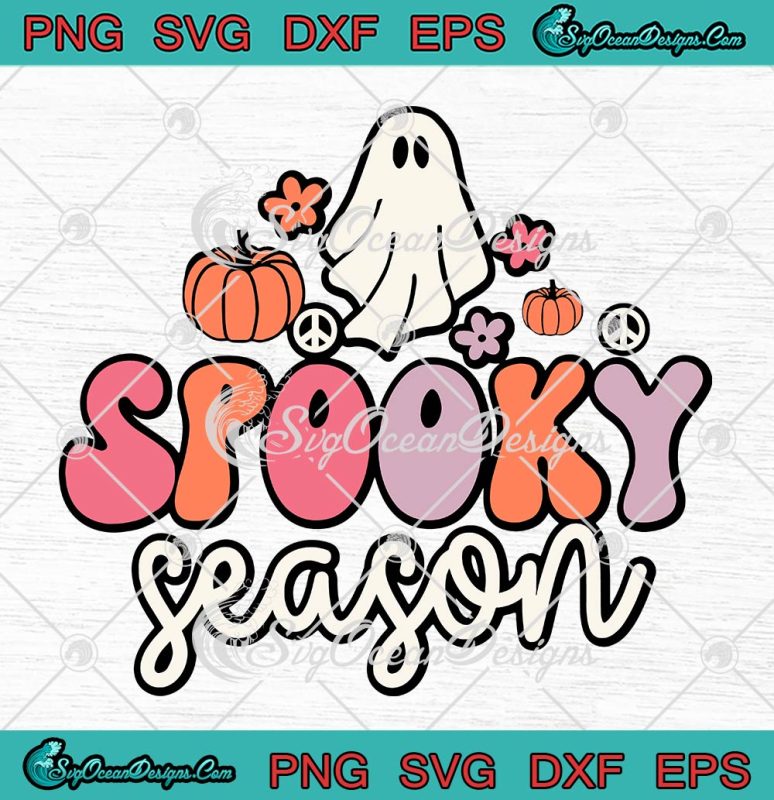 Groovy Ghost Spooky Season SVG PNG, Halloween Ghost SVG, Hippie ...