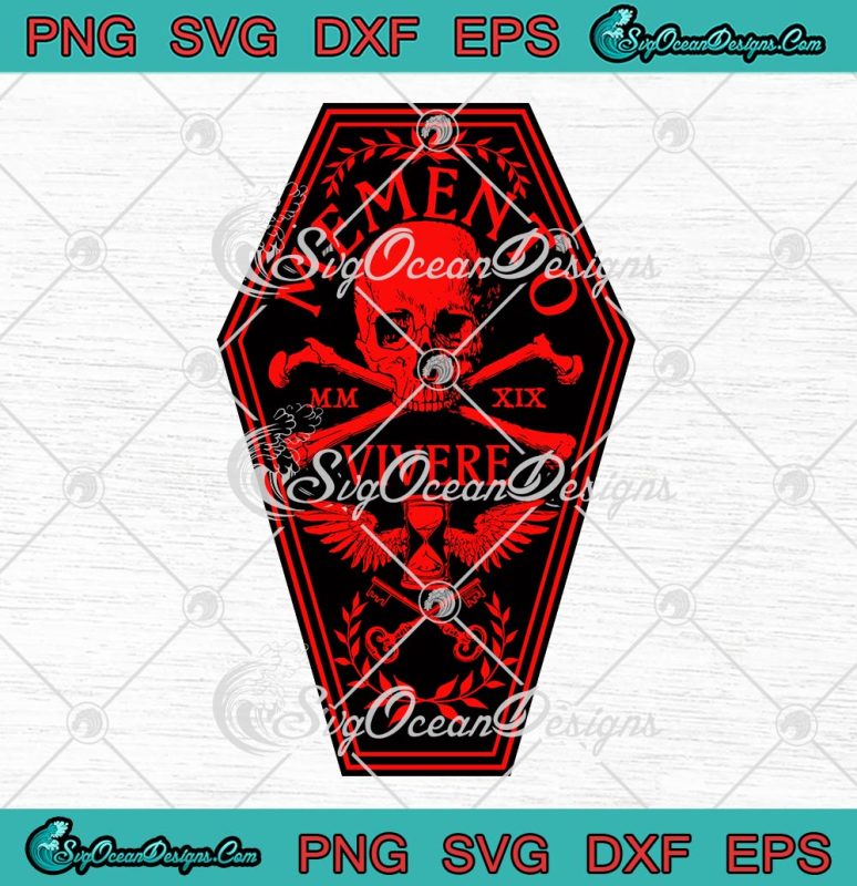 Gothic Coffin Memento Vivere SVG, Halloween Skull Coffin SVG, Remember To Live SVG PNG EPS DXF ...