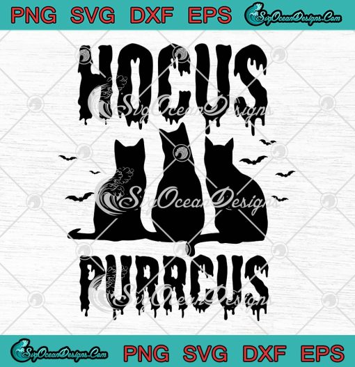 Hocus Purrcus Hocus Pocus Halloween SVG, Black Cats Funny SVG, Spooky ...