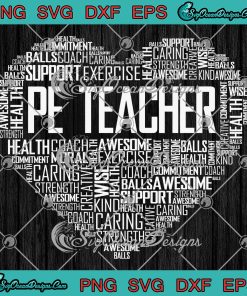 PE Teacher Heart Symbol SVG PNG, PE Physical Education Teacher Gift SVG ...