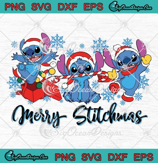 Cute Stitch Merry Stitchmas SVG, Disney Lilo And Stitch Merry Christmas ...