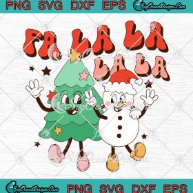 Fa La La La Christmas Tree Snowman SVG, Retro Groovy Christmas Holiday ...