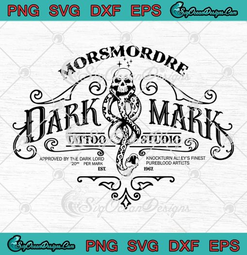 Morsmordre Dark Mark Tattoo Studio SVG, Harry Potter Est. 1967 SVG PNG ...