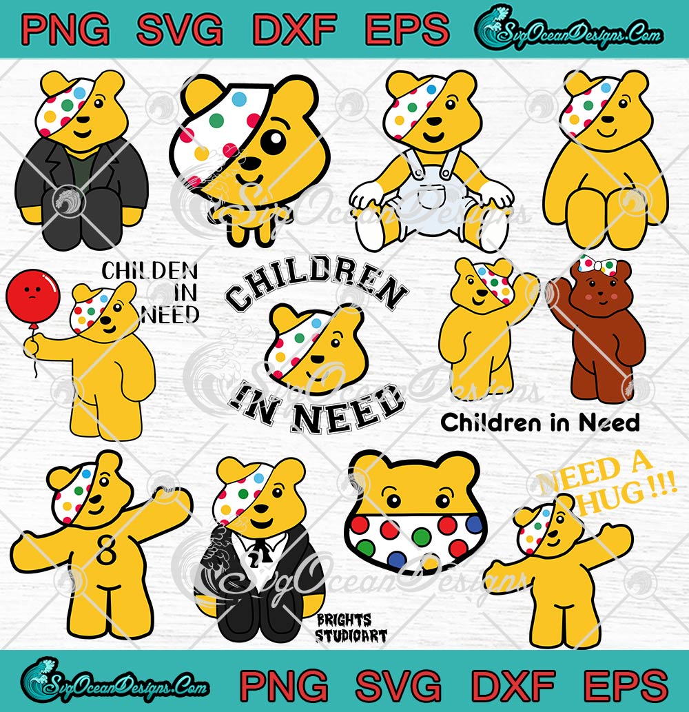 Pudsey Bear Children In Need 2022 SVG, Pudsey Bear Bundle SVG PNG EPS ...