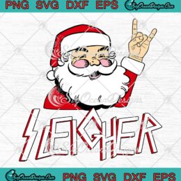 Sleigher Santa Rock Christmas SVG, Heavy Metal Music Xmas Funny SVG PNG ...