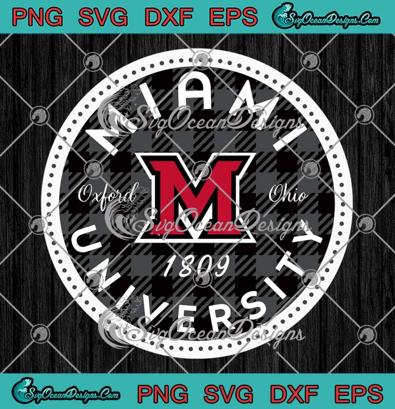 Miami University 1809 Plaid Badge SVG - Miami RedHawks Football SVG PNG ...