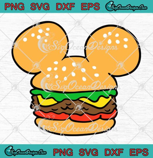 Mickey Mouse Ears Hamburger SVG - Funny Disney Mouse Food SVG PNG EPS ...