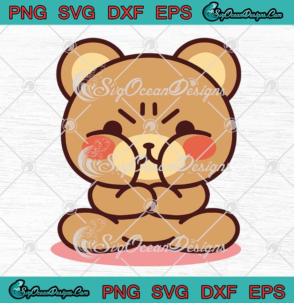 Isolated Angry Bear Kawaii SVG - Cute Emoji Of A Bear Girls Kids SVG ...