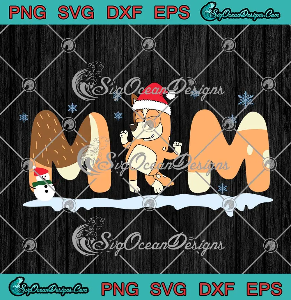 Bluey Mom Santa Hat Christmas SVG - Bluey Family Merry Christmas SVG ...