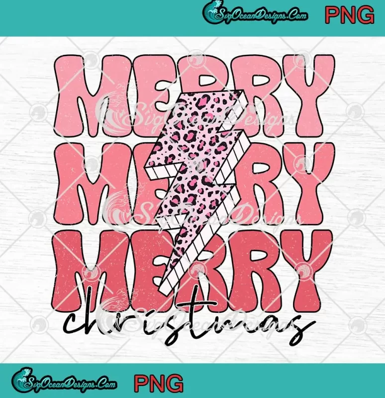 Leopard Lightning Bolt Christmas PNG - Retro Merry Christmas PNG JPG ...
