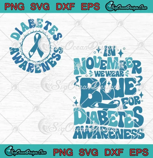 Retro In November We Wear Blue SVG - For Diabetes Awareness SVG PNG EPS ...
