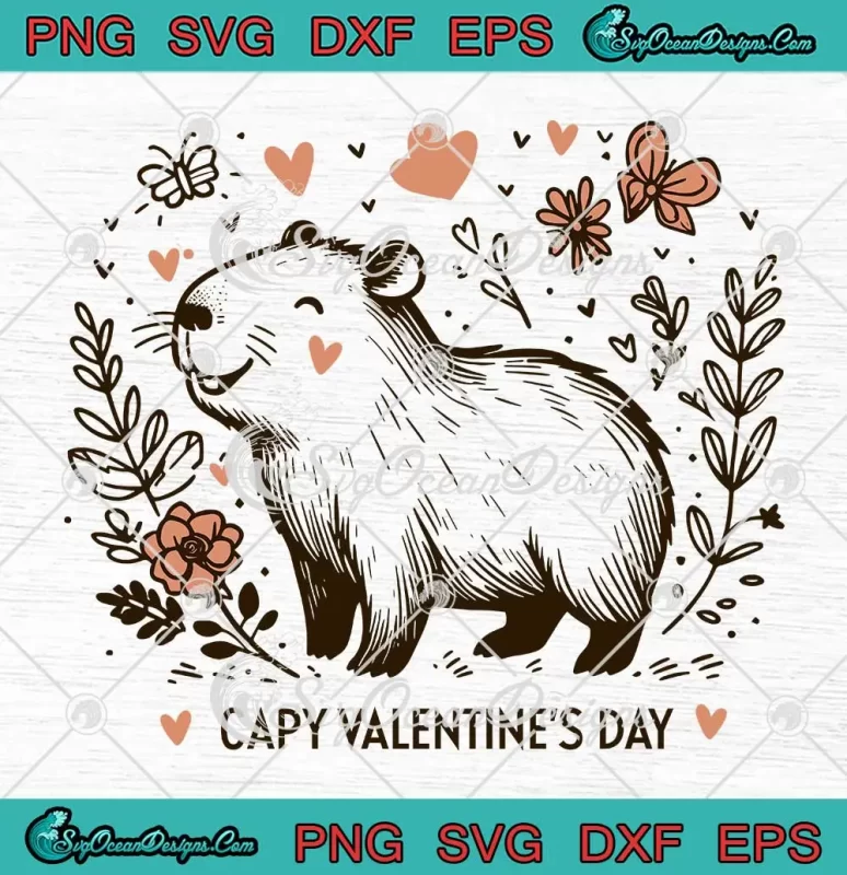 Capy Valentine's Day SVG - Capybara Valentine SVG - Capybara Lovers SVG ...