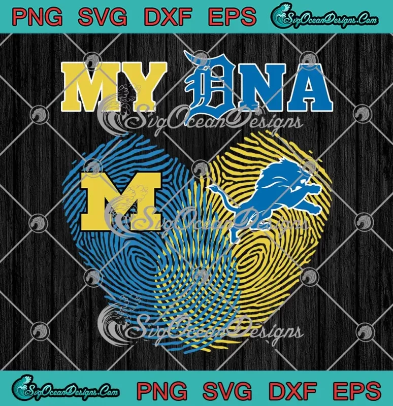 My DNA Heart Football SVG - Michigan Wolverines And Detroit Lions SVG ...