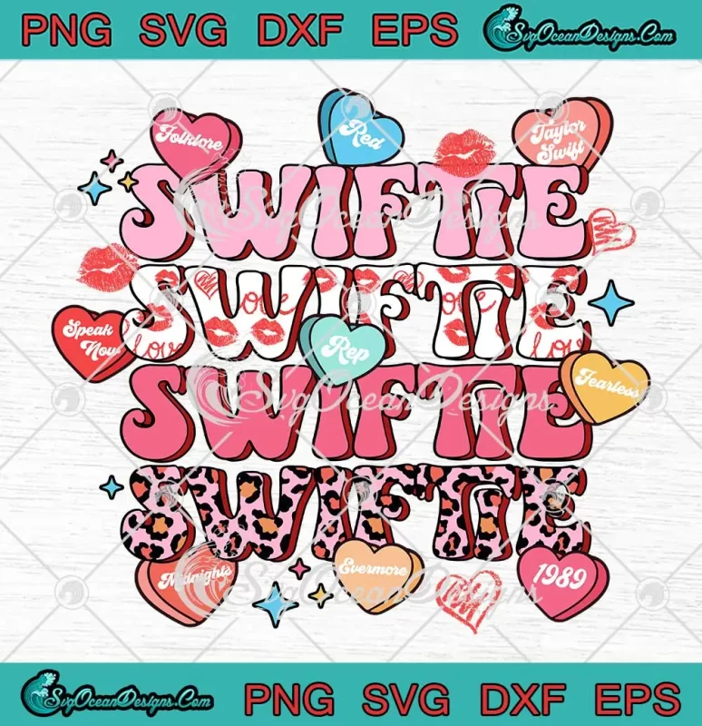 Swiftie Taylor Swift Valentine Day SVG - Taylor's Albums Hearts SVG PNG ...