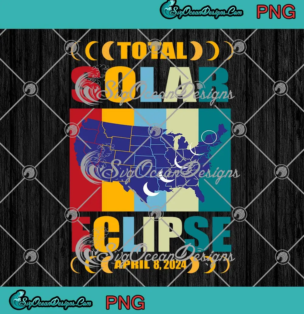 Total Solar Eclipse 2024 Vintage PNG - USA Map Solar Eclipse PNG JPG ...