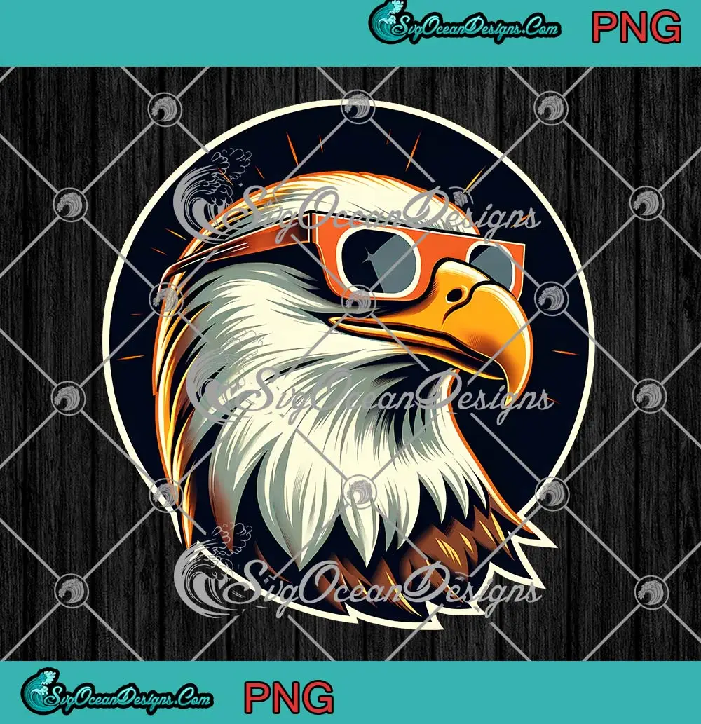 Bald Eagle Wearing Glasses PNG - Solar Eclipse USA 2024 PNG JPG Clipart ...