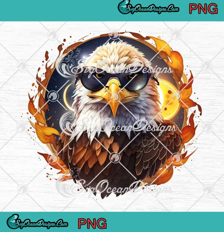 Eagle With Solar Eclipse Glasses PNG - Total Solar Eclipse 2024 PNG JPG ...