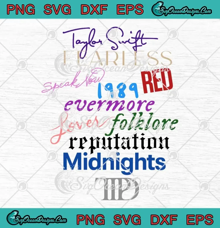 Taylor Swift Album Titles Trendy SVG - Taylor Swift TTPD Album List SVG ...