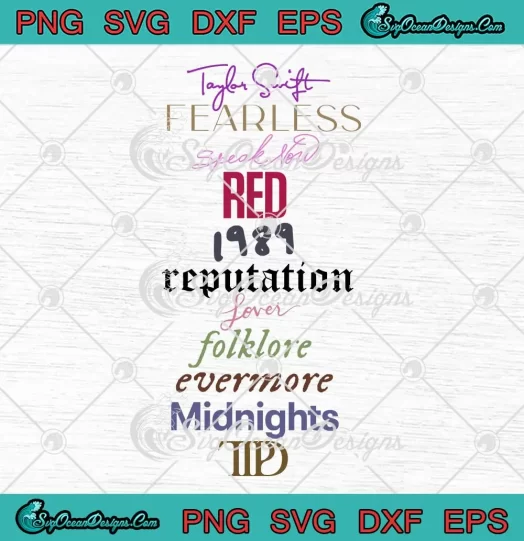 Taylor Swift TTPD Album Titles SVG - Taylor Swift List Albums SVG PNG ...