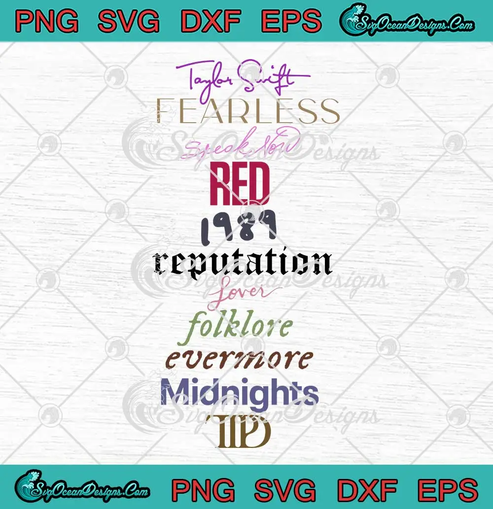 Taylor Swift TTPD Album Titles SVG - Taylor Swift List Albums SVG PNG ...