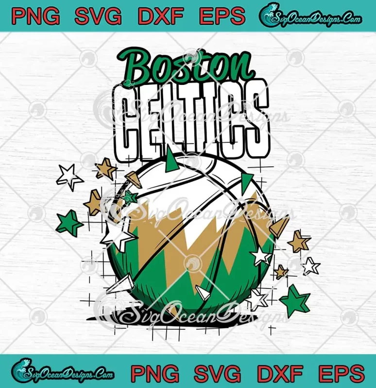 Boston Celtics Doodle Stars SVG - NBA Boston Celtics Basketball SVG PNG ...