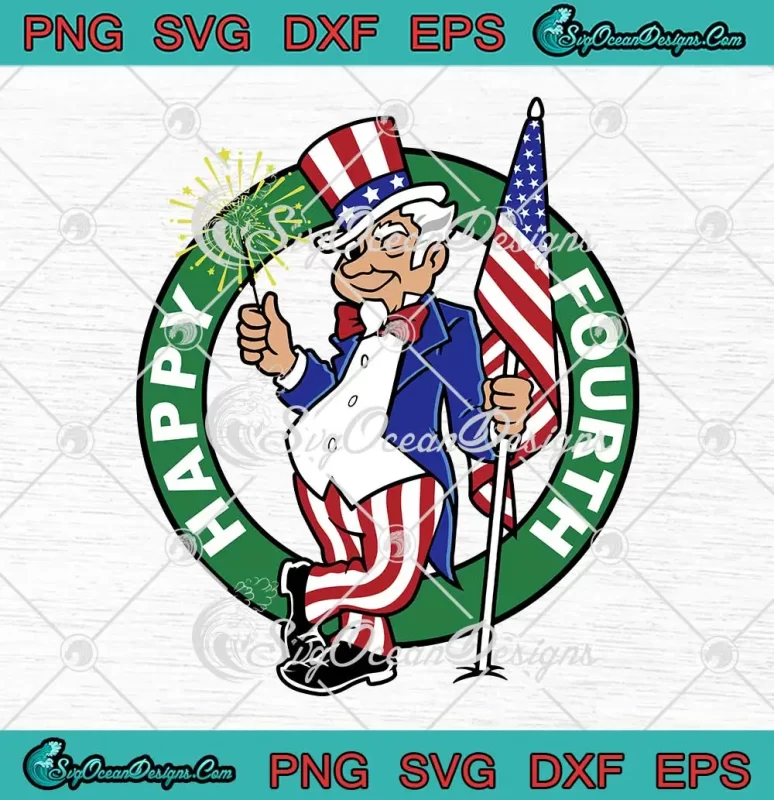Happy Fourth Uncle Sam Circle Logo SVG - 4th Of July Patriotic SVG PNG ...