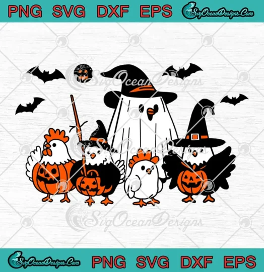 Chicken Ghost And Pumpkin SVG - Cute Chicken Ghost Halloween SVG PNG ...
