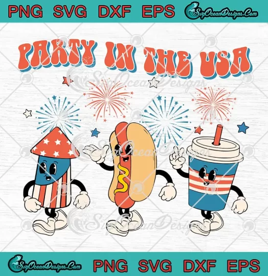 Groovy Retro Party In The USA SVG - Happy 4th Of July SVG PNG, Cricut File