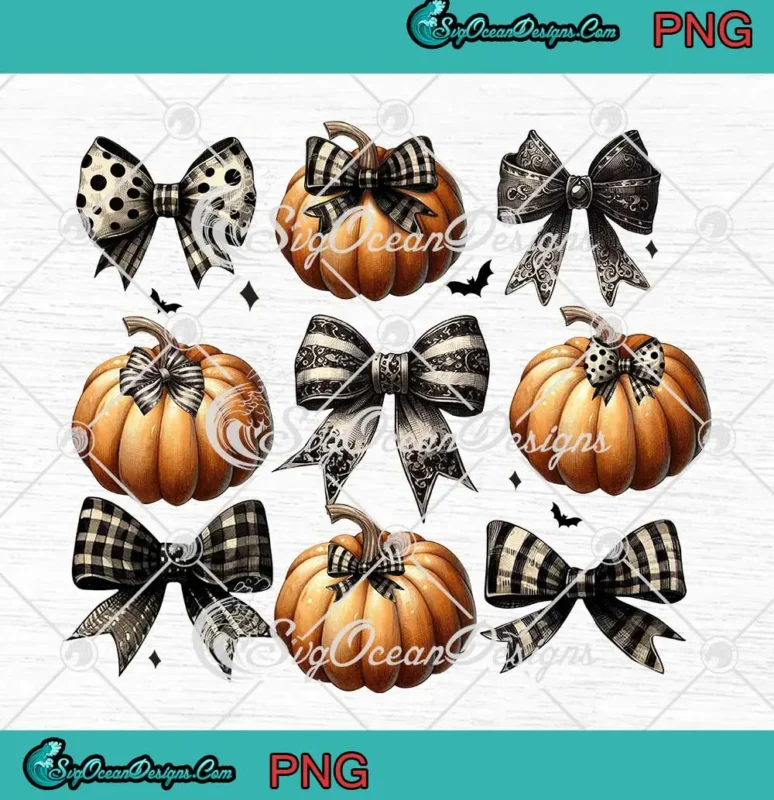 Pumpkin Coquette Bow Halloween PNG - Spooky Season 2024 PNG JPG Clipart ...