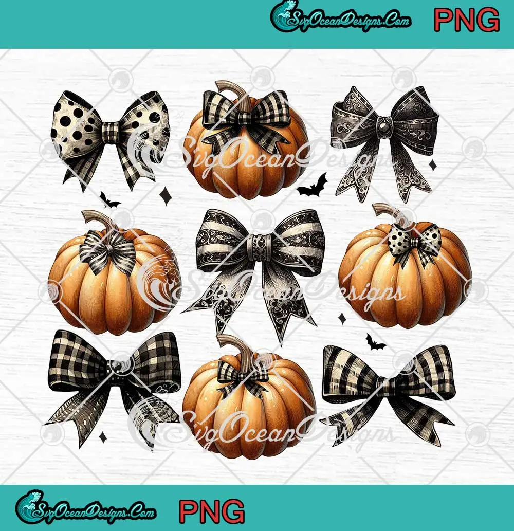 Pumpkin Coquette Bow Halloween PNG - Spooky Season 2024 PNG JPG Clipart ...