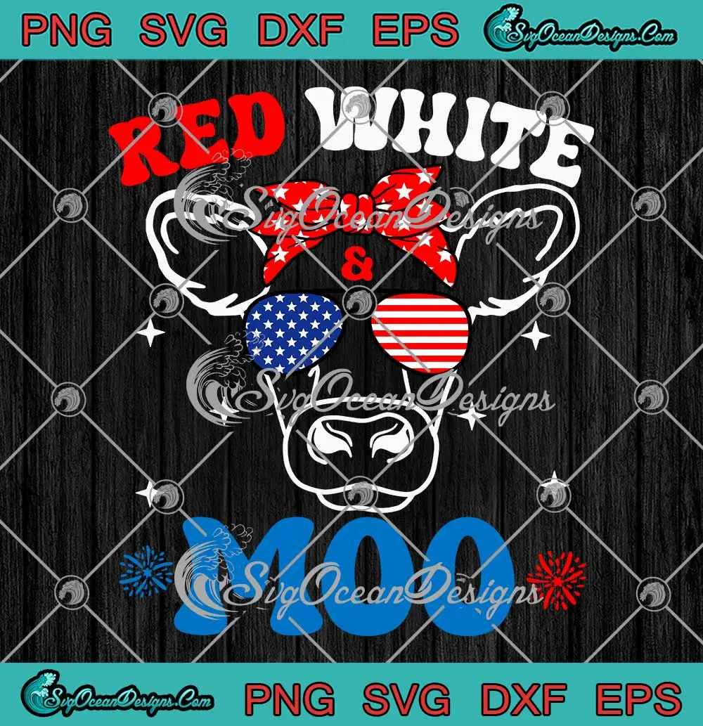 Red White And Moo Patriotic SVG - Cow USA Flag 4th Of July SVG PNG ...