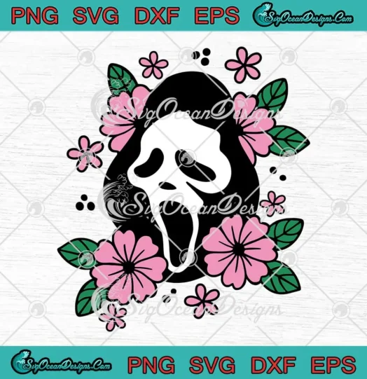 Floral Scream Ghostface Retro SVG - Horror Halloween SVG PNG, Cricut File