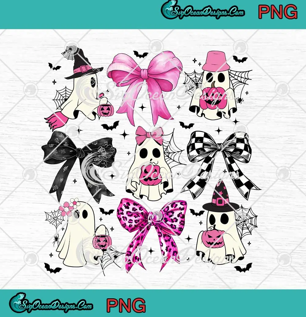 Pink Coquette Bow Ghost Halloween PNG - Girly Spooky Season Vibes PNG ...