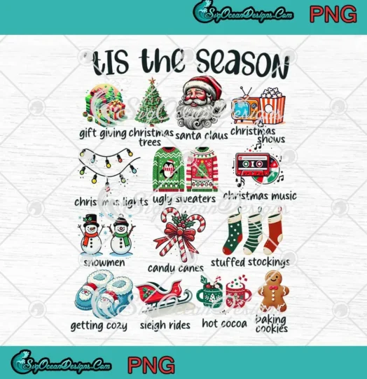 Retro Tis' The Season Christmas PNG - Holiday Season PNG JPG Clipart ...