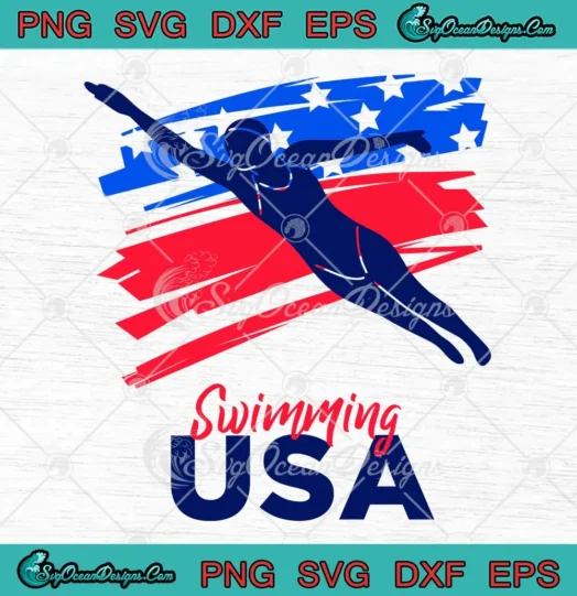 Swimming Support Team Flag USA SVG - Pool Swimmer American SVG PNG ...