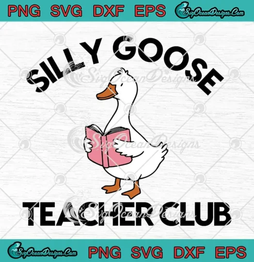 Cute Silly Goose Teacher Club SVG - Goose Reading Book SVG PNG, Cricut File