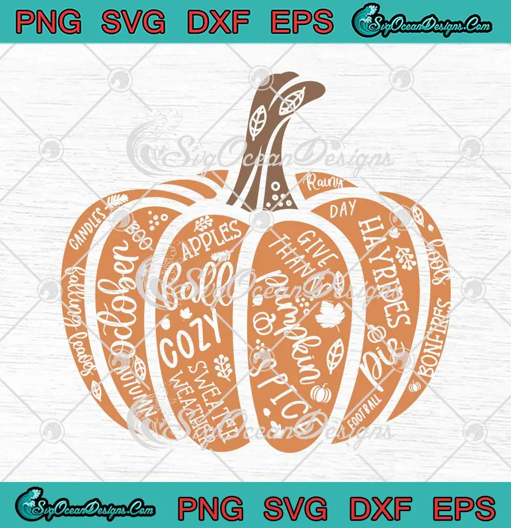 Fall Autumn Pumpkin SVG - Happy Halloween Thanksgiving SVG PNG, Cricut File