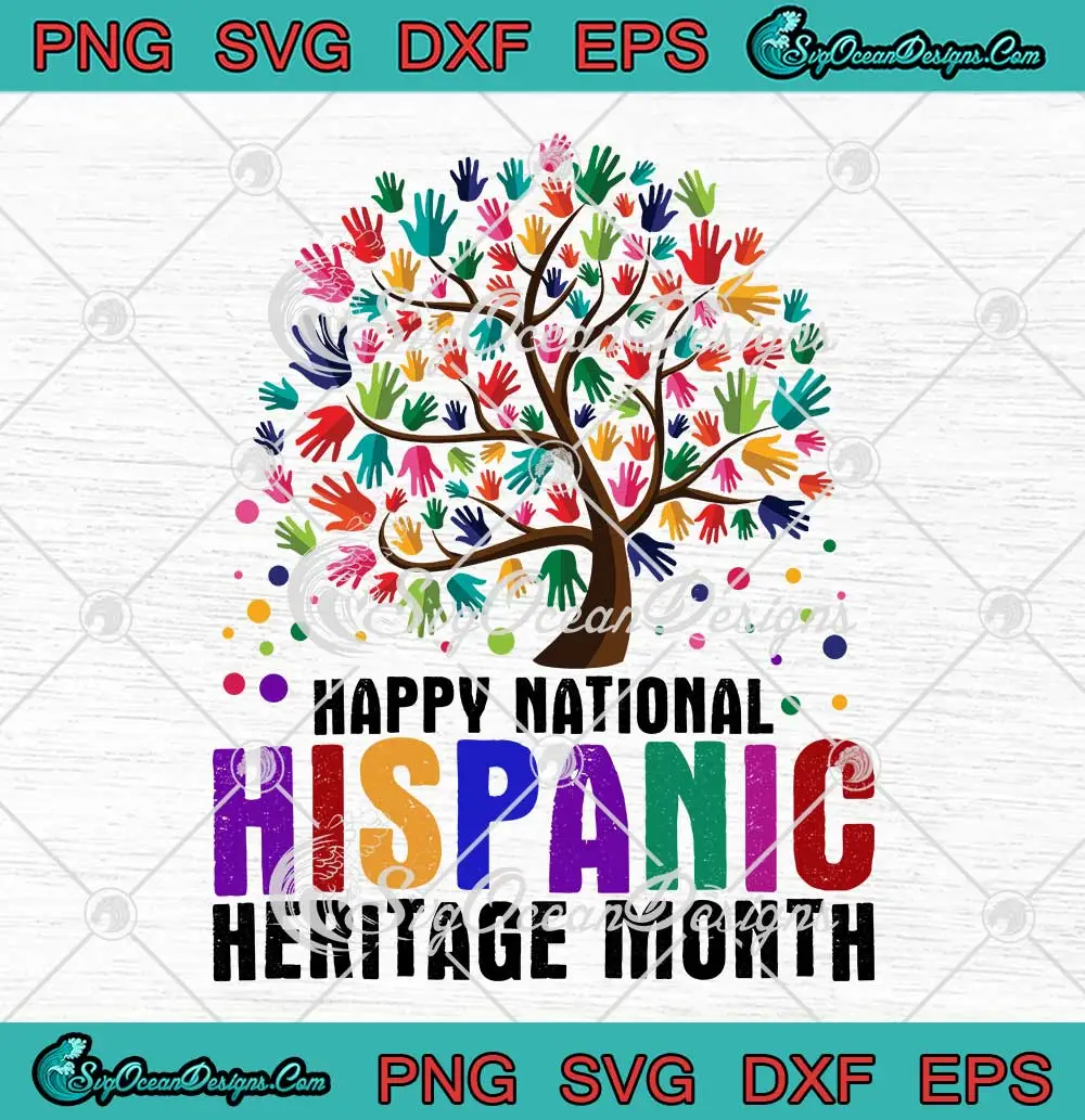 Happy National Hispanic Heritage Month SVG - All Countries Hand Flag ...