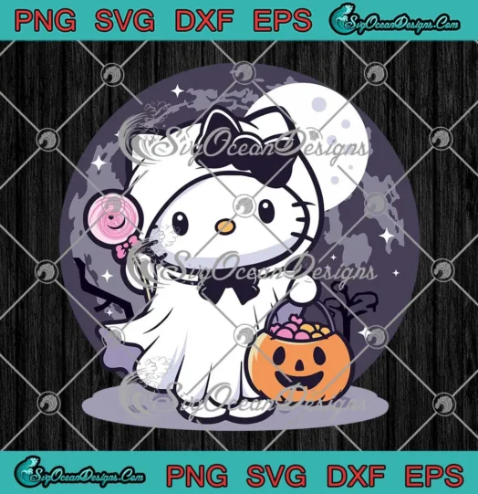 Hello Kitty Ghost Halloween SVG - Spooky Sanrio Halloween Outfit SVG ...