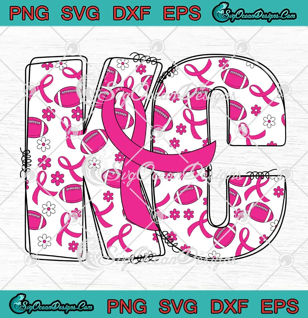 KC Pink Football And Ribbons SVG - Kansas City Chiefs Breast Cancer SVG ...