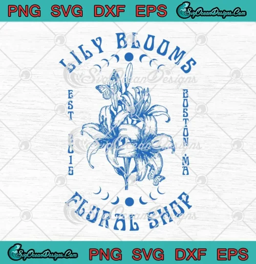Lily Blooms Floral Shop SVG - Lily Flowers Vintage SVG PNG, Cricut File