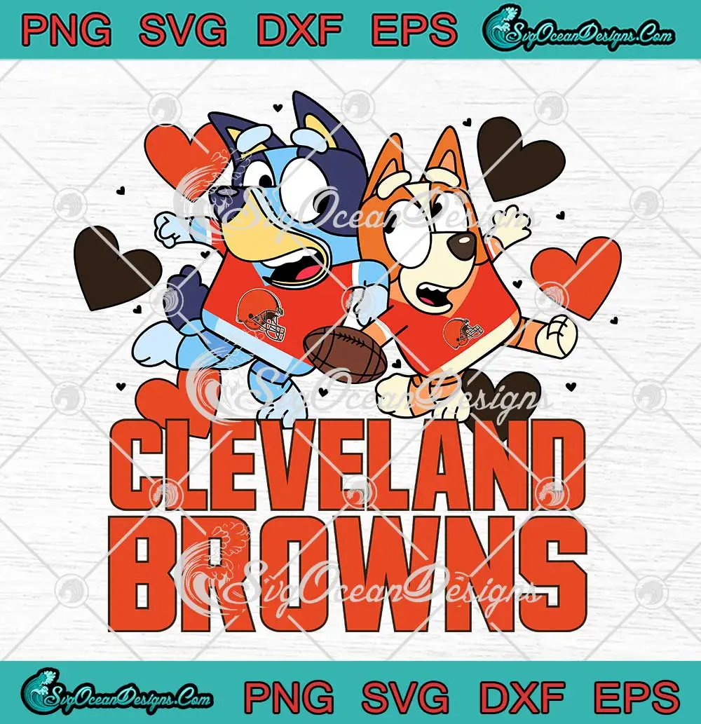 Bluey Cleveland Browns Hearts SVG - Bluey And Bingo Football Team SVG ...